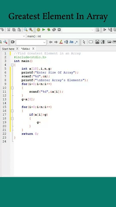 70 Greatest Element Of 1 D Array C Program Shorts Cprogramming Coding Shortvideo Array