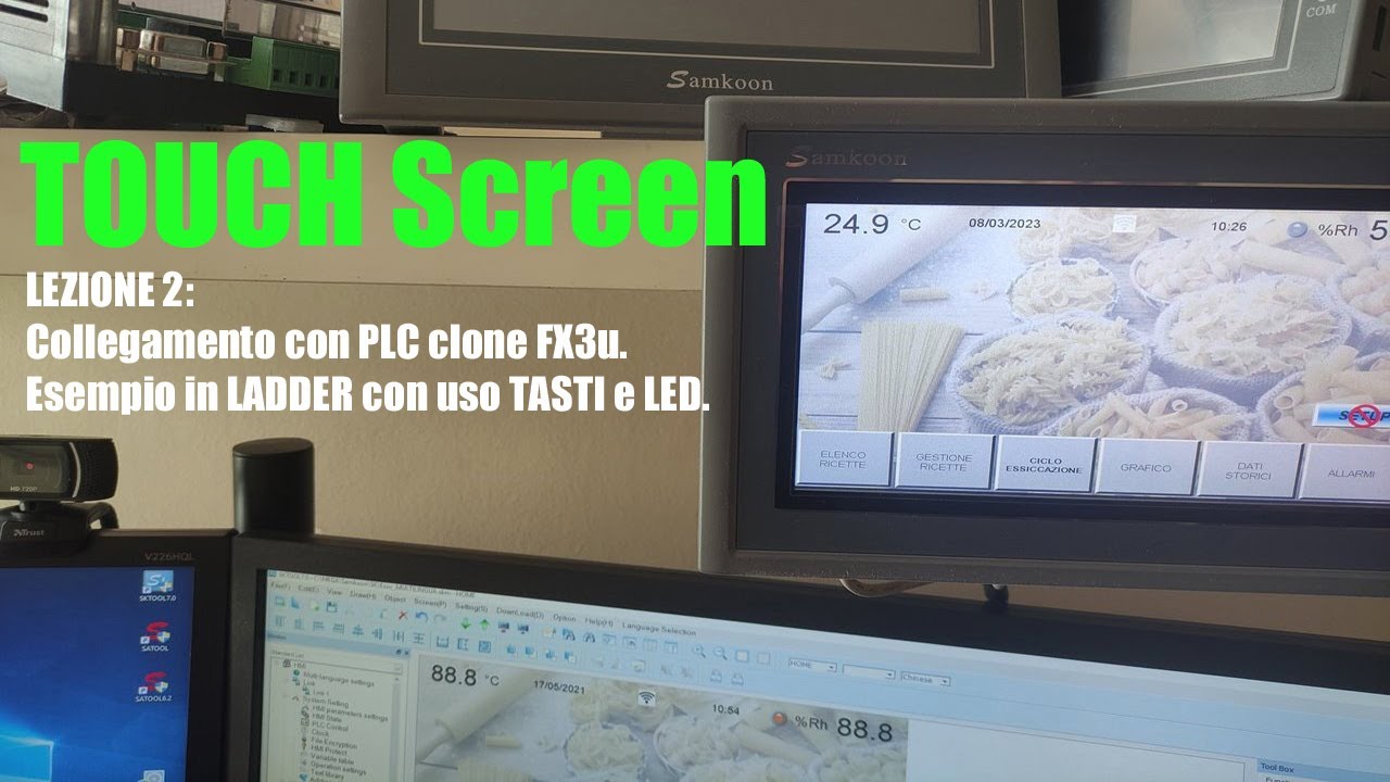 PLC LADDER & TOUCH SCREEN Lez.2 - Pulsanti e Led su Touch Screen - YouTube