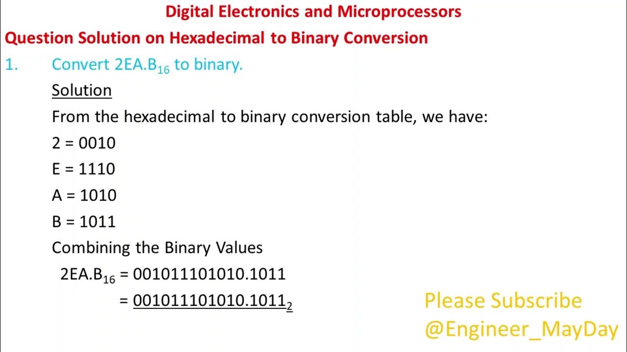 Question Solution on Hexadecimal to Binary Conversion - YouTube
