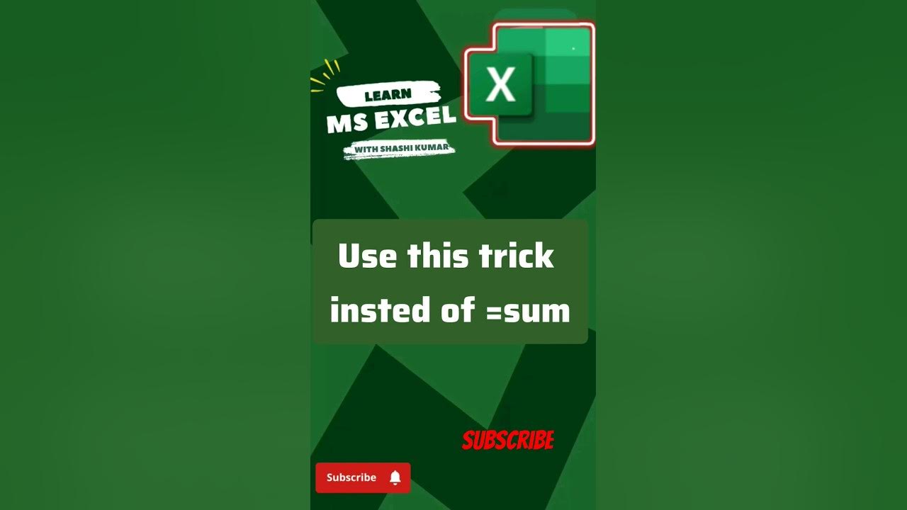 Find Sum In Excel New Trick Learn Ms Excel Excel Exceltips Exceltricks Shorts Subscribe