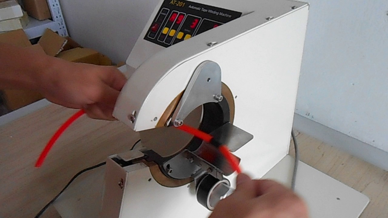 pvc corrugated tube pipe taping machine AT-201 - YouTube