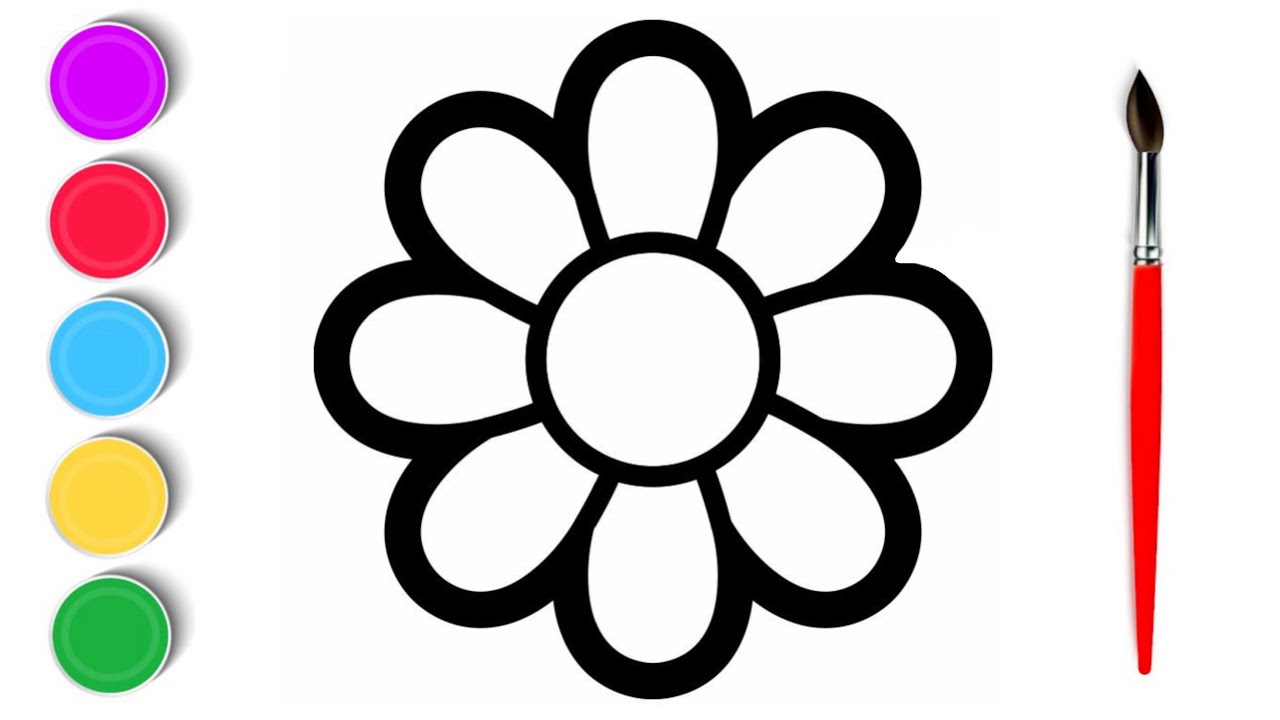 How to draw a Flower Step by Step | Rainbow Flower Drawing - YouTube