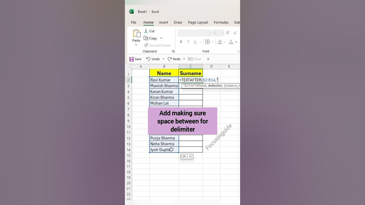 How to return surnames in Excel tips and tricks #focusinguide #tutorial #exceltips #shorts - YouTube