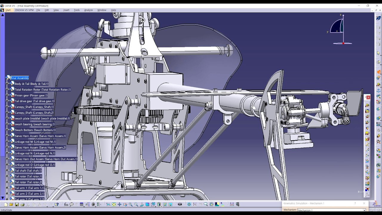CATIA V5 RC Helicopter Kinematics - YouTube