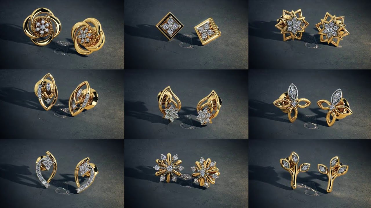 Light Weight Gold Studs Designs l Gold Stud Designs Ideas Under Rs ...