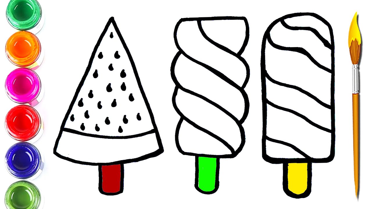 Ice Cream Drawing, Painting & Coloring for Kids & Toddlers | Kids Art ...