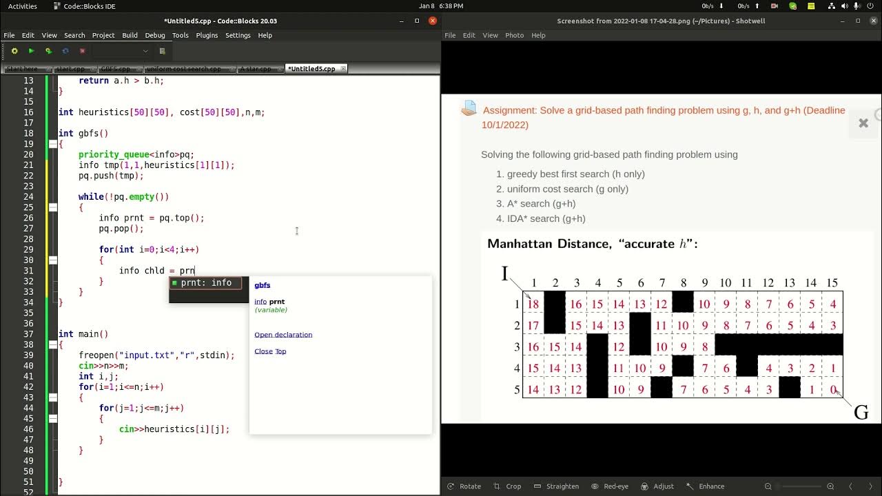 GBFS(Greedy best first search),Uniform Cost Search C++ Code ...