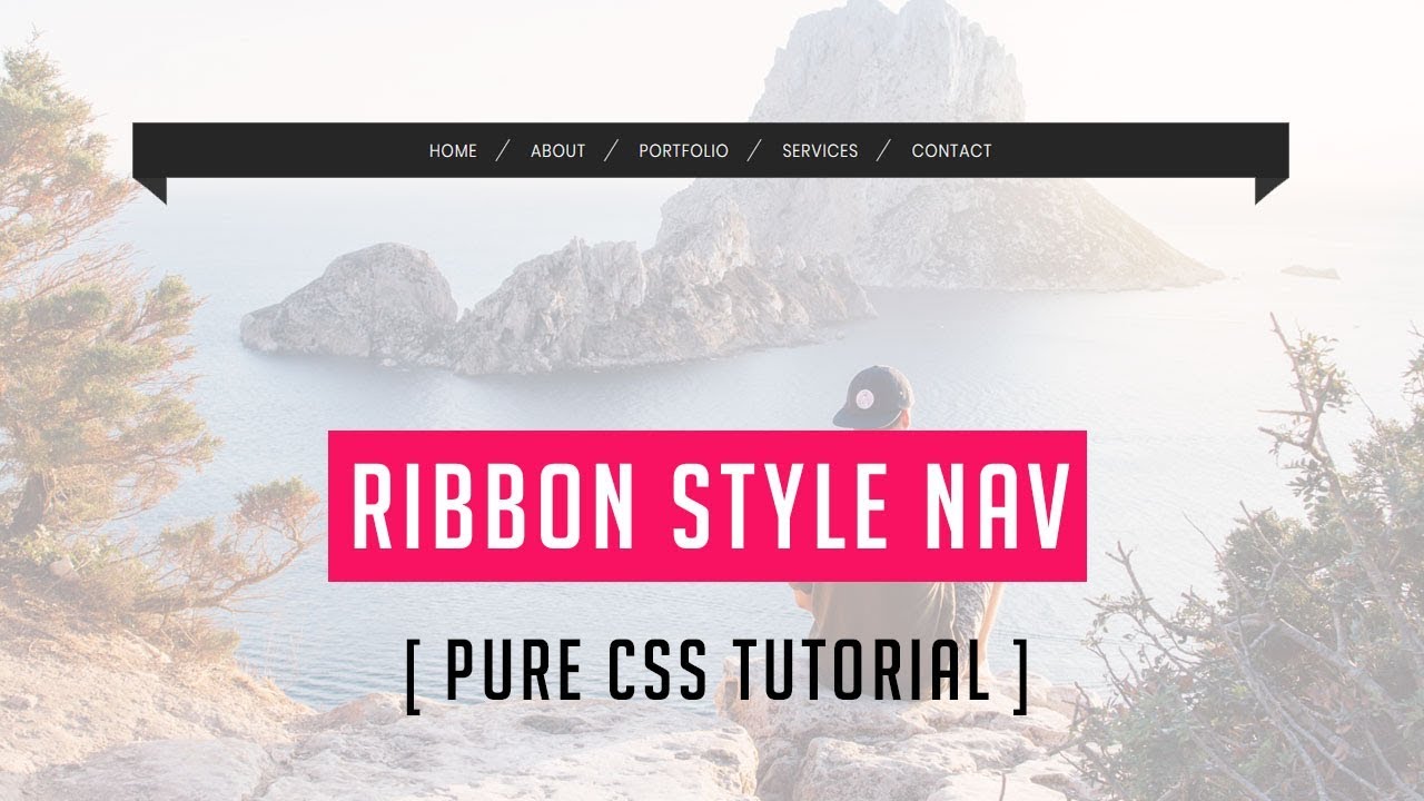How To Make To Ribbon Style Nav With Html And Css Html Css Navigation Bar Tutorial Youtube