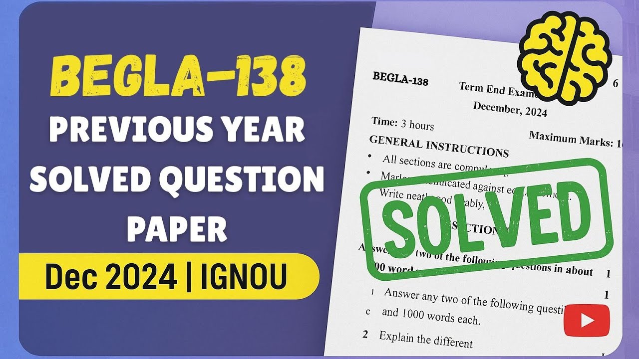 BEGLA-138 Solved Question Paper | Dec 2024 | IGNOU Previous Year ...