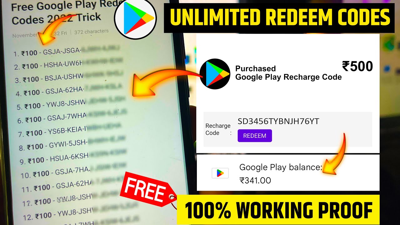 100% Free Redeem Code Today | Google Play Redeem Code App | Free Redeem ...