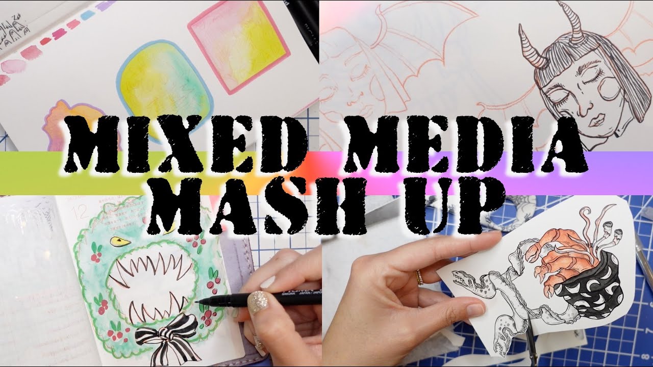 Mixed Media Mash Up (chatty art with me!) - YouTube