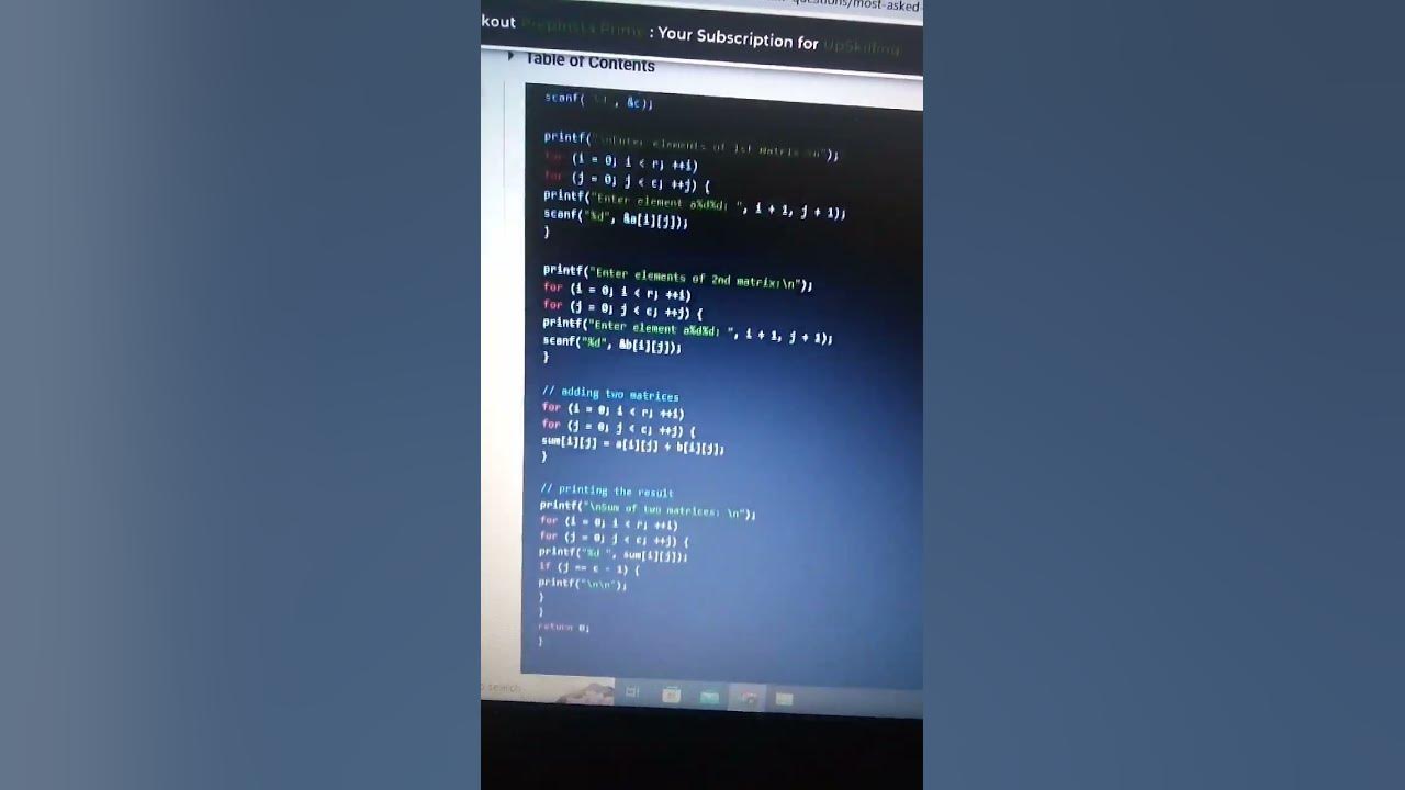 Add Two Matrix Using Multi Dimensional Arrayhackerrank Coding Datastructures Cprogramming