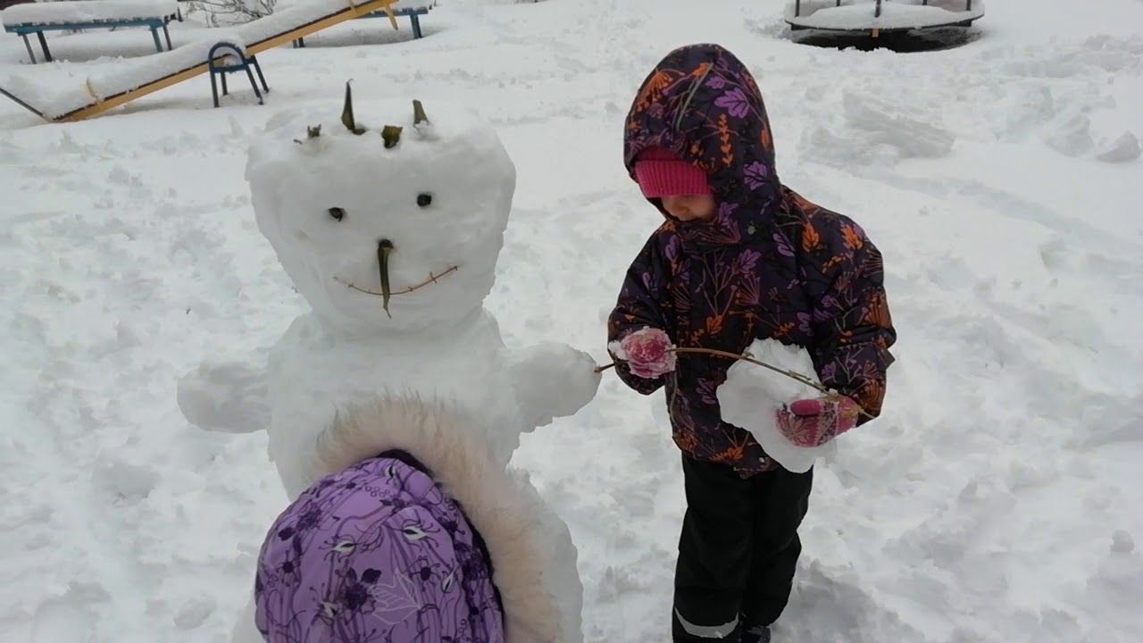 russian winter kids play with snowman lesson2 - YouTube