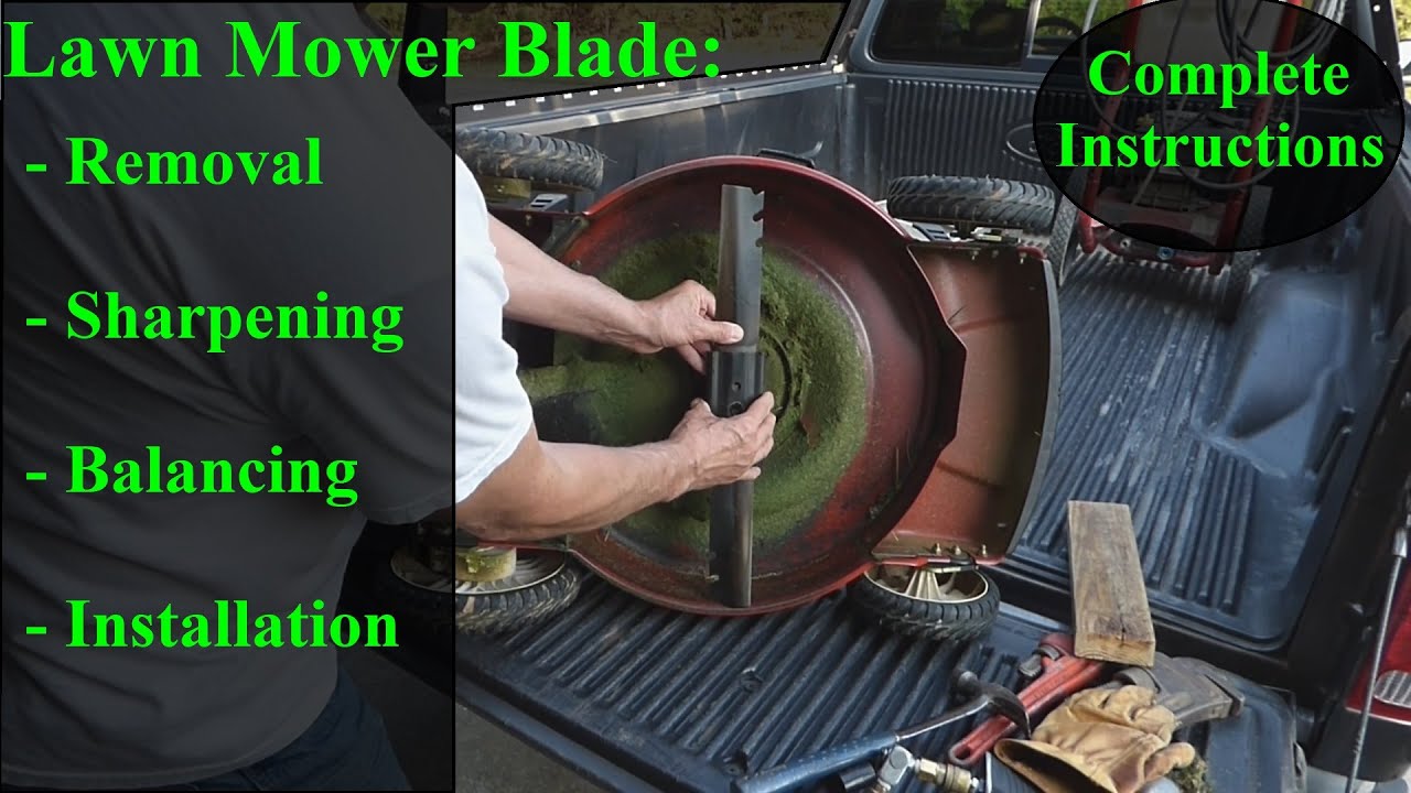 LAWN MOWER BLADE STUCK? - How to Remove, Sharpen, Balance and Install - YouTube