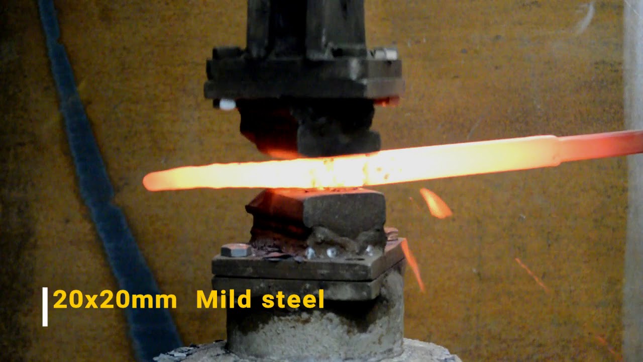 Forging on my homemade powerhammer - YouTube