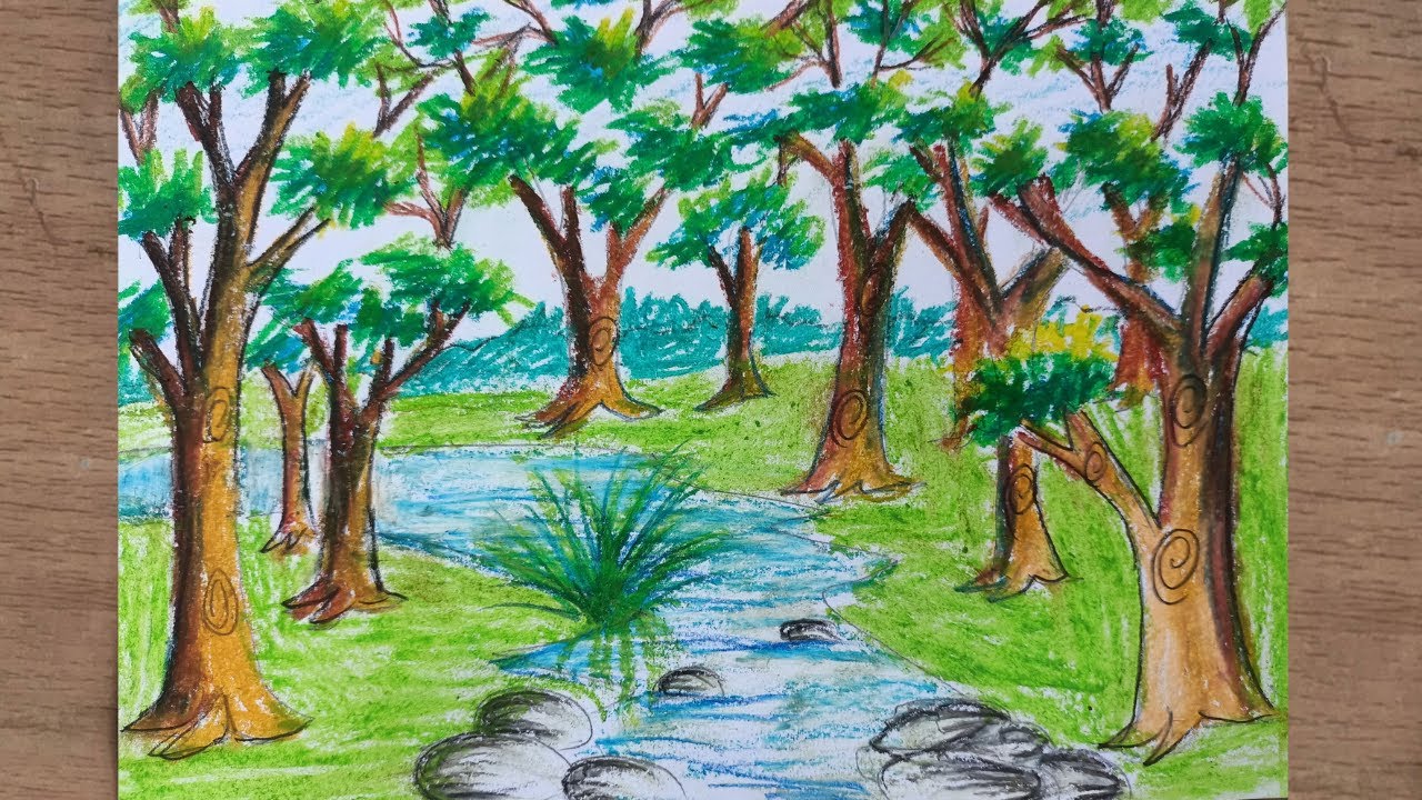 How to draw forest scenery step by step (very easy) - YouTube