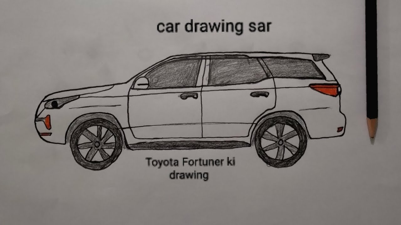 how to draw Toyota Fortuner | Toyota Fortuner drawing | Car drawing sar ...