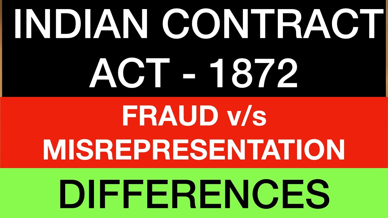 FRAUD vs MISREPRESENTATION | DIFFERENCE | INDIAN CONTRACT ACT 1872🙂 ️ ...