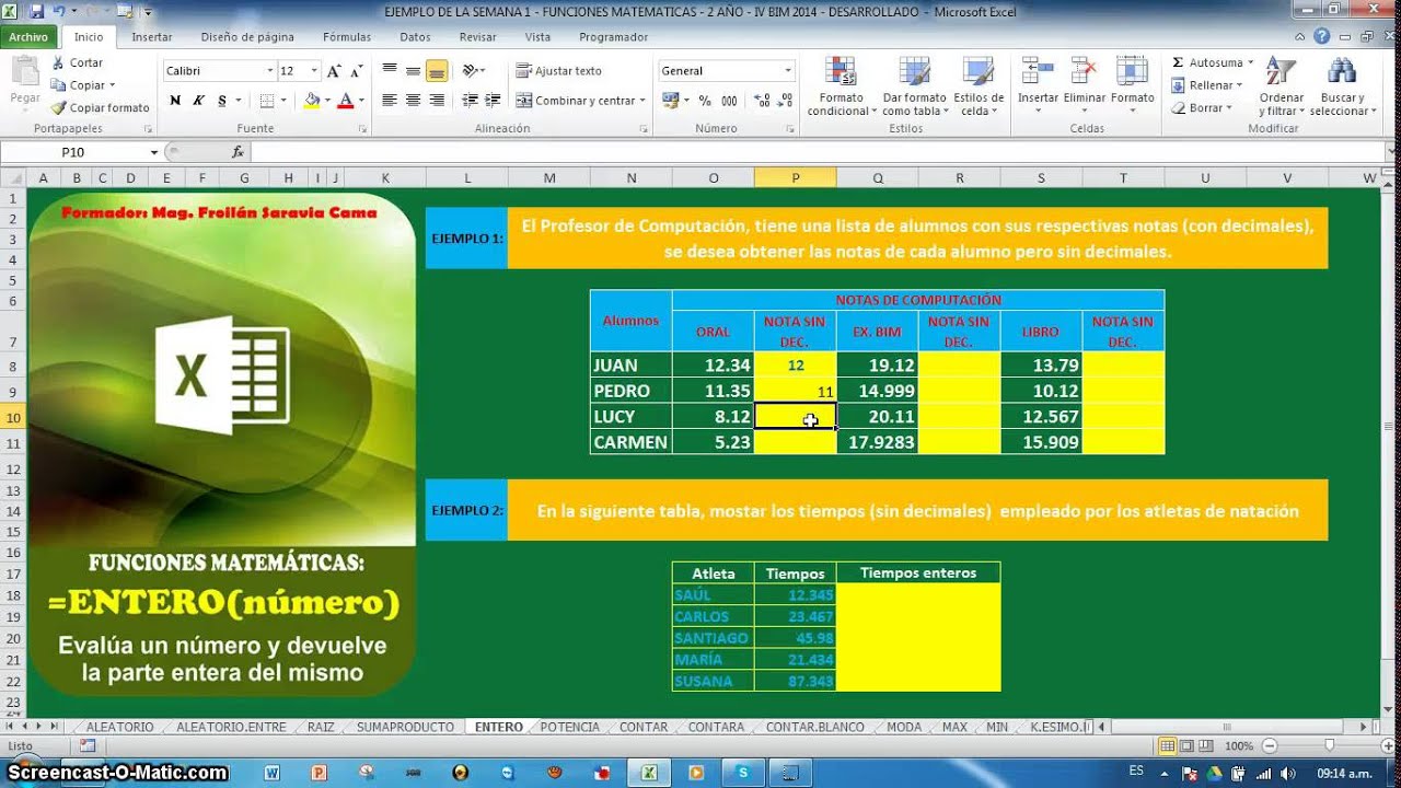 FUNCIÓN =ENTERO con Excel - YouTube