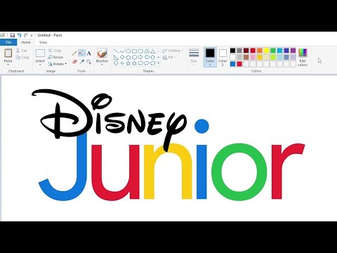 How to draw the Disney Junior logo in Google style using MS Paint | How ...