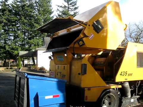 2003 Tymco 435 Street Sweeper For Sale, Dumping into Dumpster - YouTube