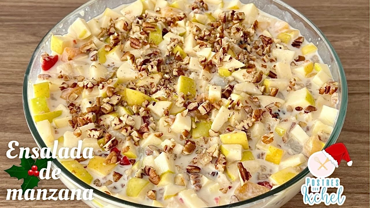 ENSALADA DE MANZANA NAVIDEÑA | RECETA TRADICIONAL FÁCIL con pocos ...