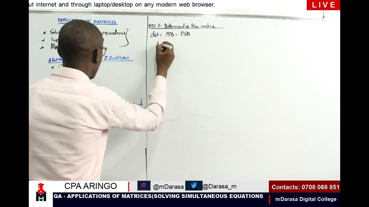 QA/QT - Application of matrices Cramer's rule - YouTube