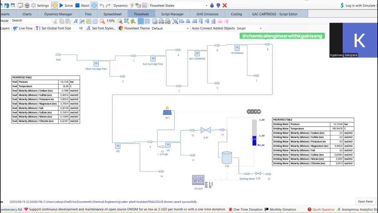 Water Filtration and Purification Process Simulation DWSIM Tutorial ...