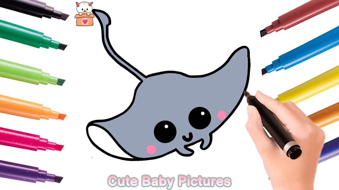 How to draw a cute stingray? Easily and simply! A drawing for kids step ...