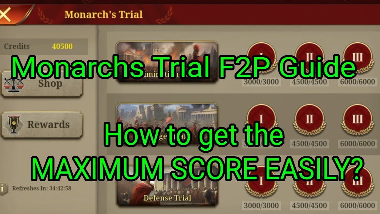 Great Conqueror Rome Monarch's Trial F2P Guide ALL MISSIONS STRATEGY ...