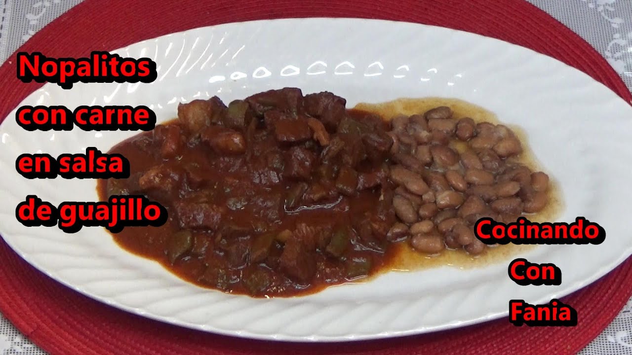 Como hacer nopalitos con carne en salsa roja/receta facil - YouTube