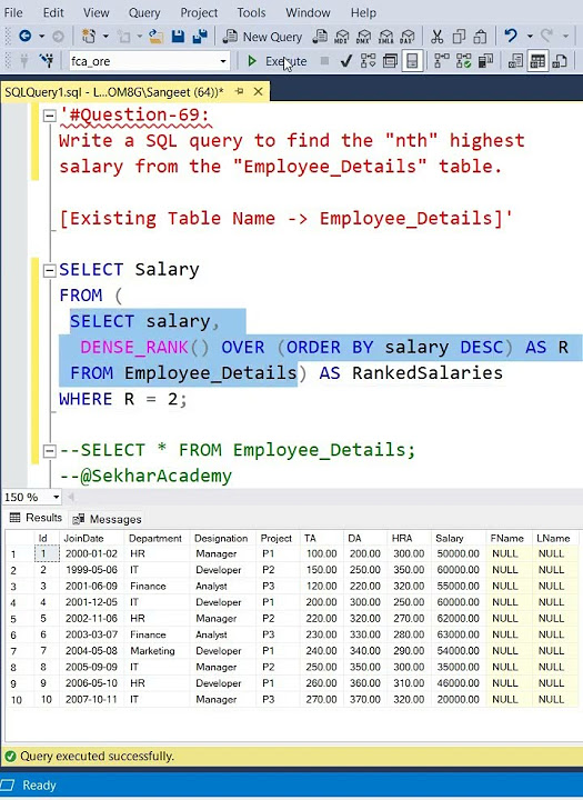 Nth Highest Salary In Sql Sql Sqlqueries Coding Mysql Oracle Shorts Reels