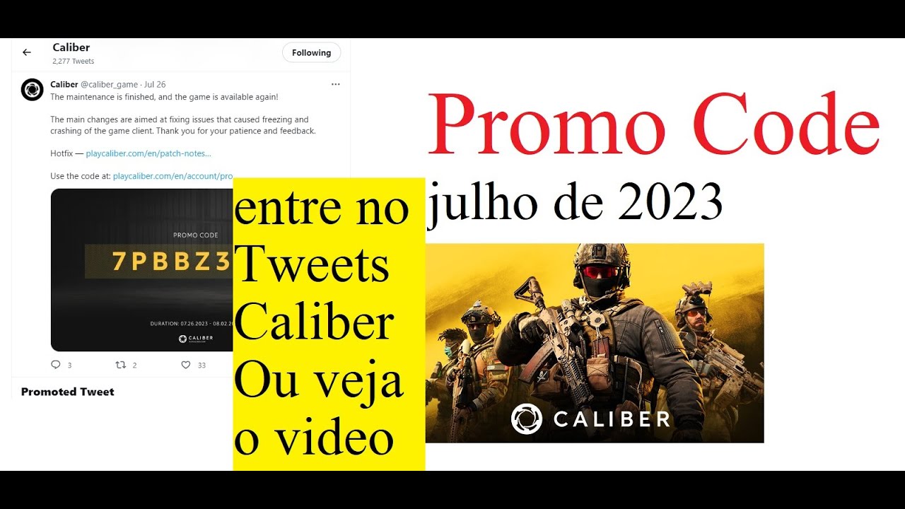 Como resgatar código caliber / Promo Code Caliber julho 2023 - YouTube