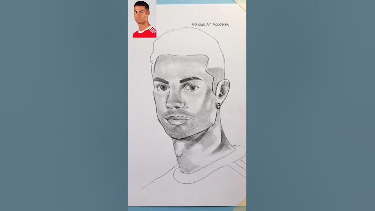 Cristiano Ronaldo Drawing tutorial using 2B pencil ☺️😍#shorts #drawing ...