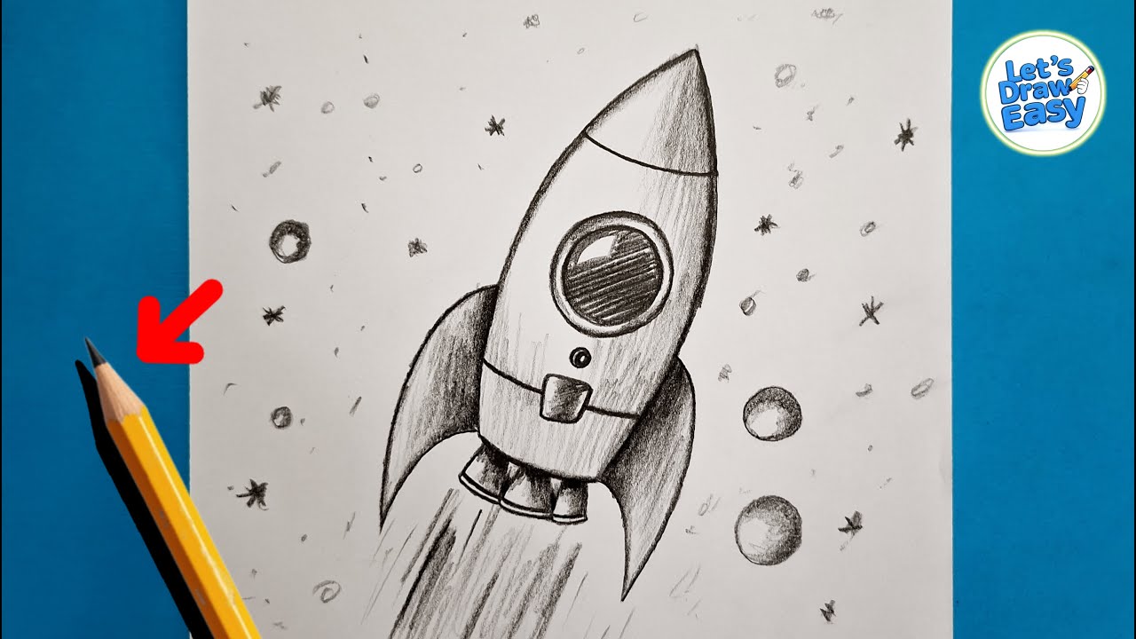How to Draw a Rocket Step by Step | Easy Pencil Drawing for Beginners ...