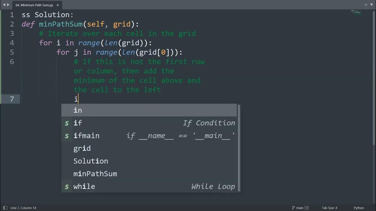 Leetcode 64 Minimum Path Sum In Python Python Leetcode Python