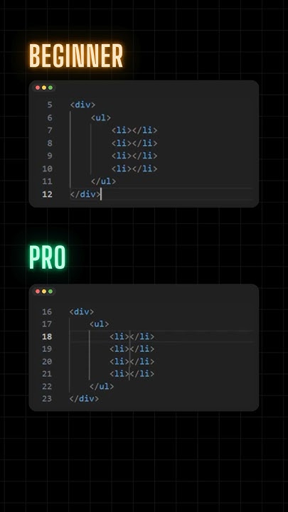Beginner vs Pro HTML Coding | VS Code shortcut every dev should know ! #vscode #frontend # ...