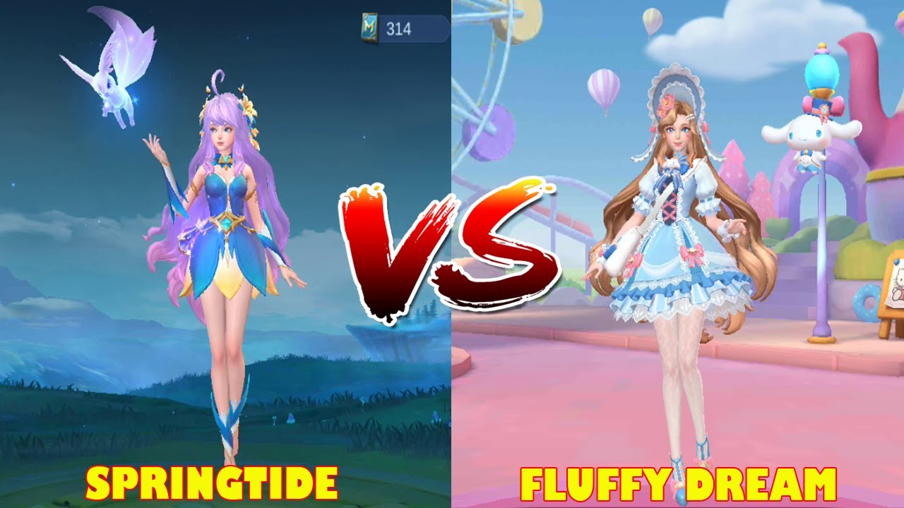 SKIN COMPARISON FLORYN FLUFFY DREAM SKIN SANRIO MOBILE LEGENDS - YouTube