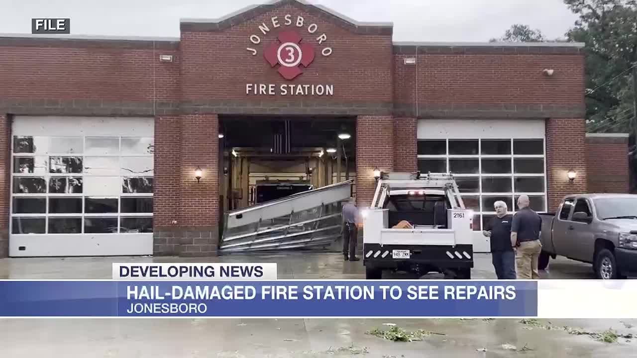 Hail-damaged fire station to see repairs - YouTube