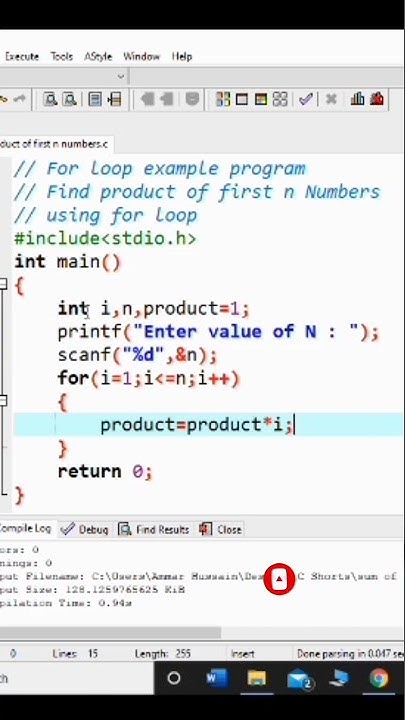 #29 C Program to Find Product of First N Natural Numbers | C Programming #shorts - YouTube