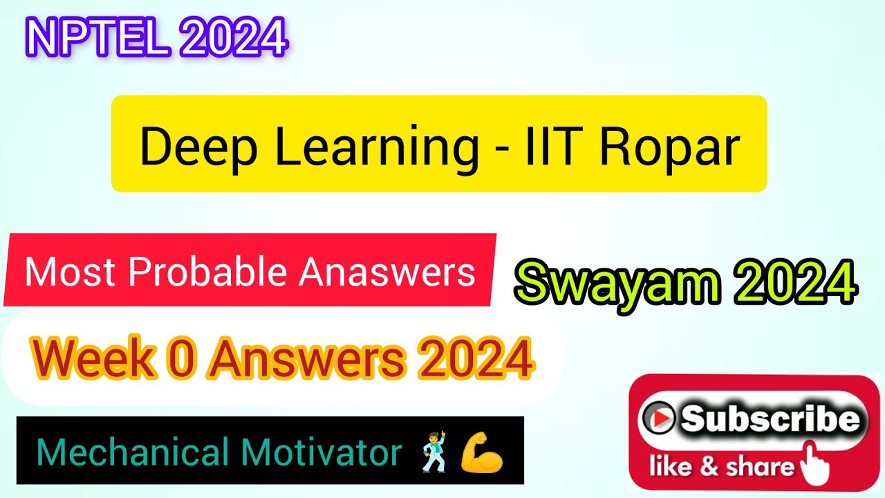 Deep Learning Iit Ropar Week 0 Quiz Assignment 0 Solution Nptel Swayam 2024 Youtube