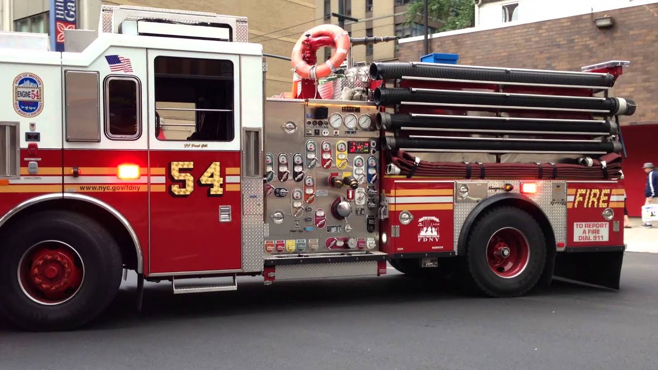BRAND NEW FDNY ENGINE 54, DAY AFTER GETTING MOTTO BACK ON RIG, "NEVER ...
