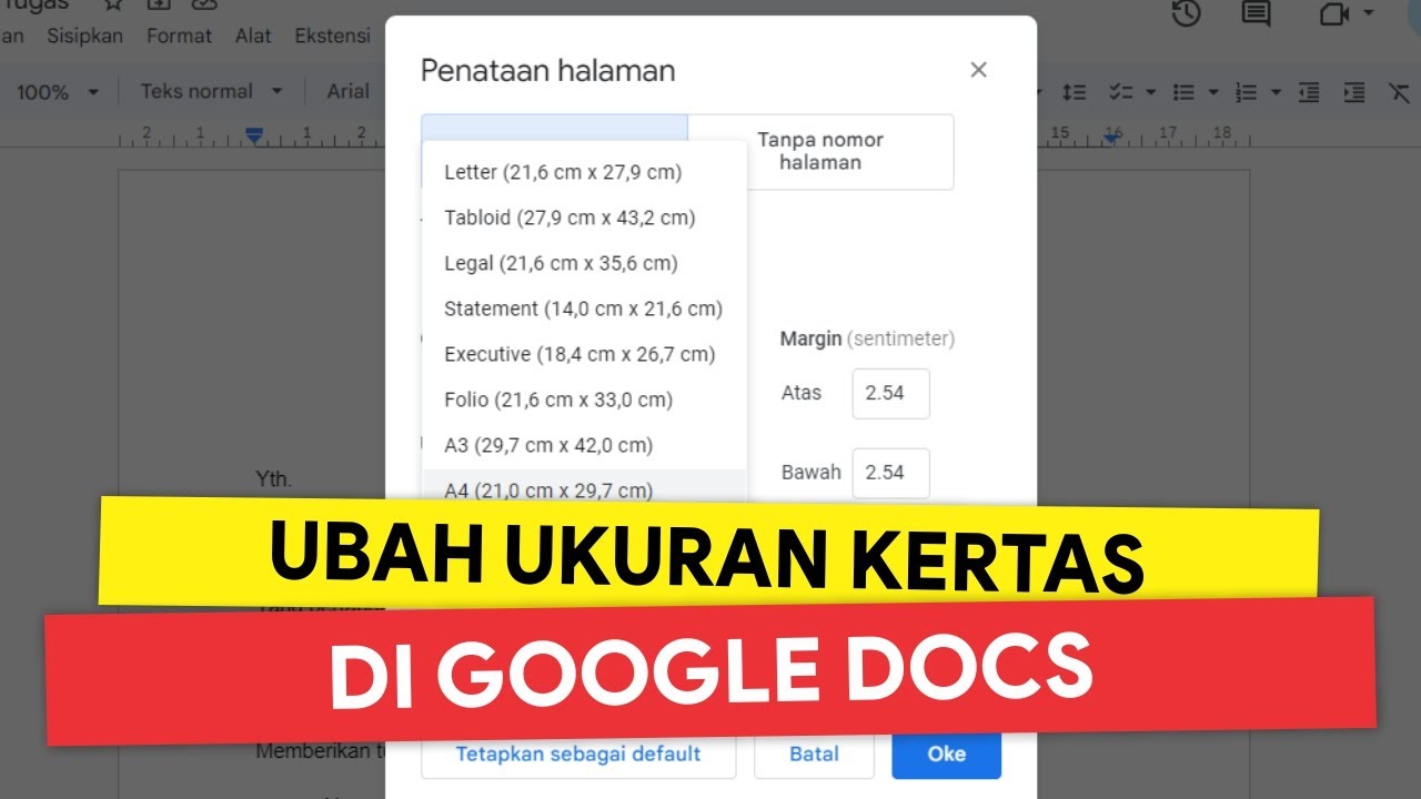 ADA DI PAGE SETUP! Cara Mengatur Ukuran Kertas di Google Docs | Page Setup Google Dokumen - YouTube