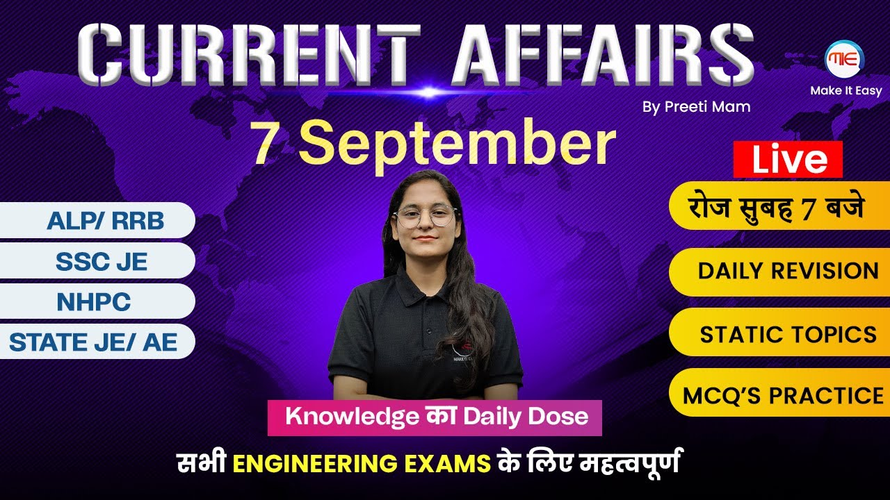 7 September Current Affairs 2023 | For All Engineering Exams | SSC JE ...