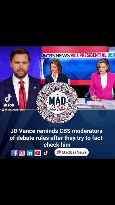 JD Vance reminds CBS moderators of debate rules after they try to factcheck him #news # ...