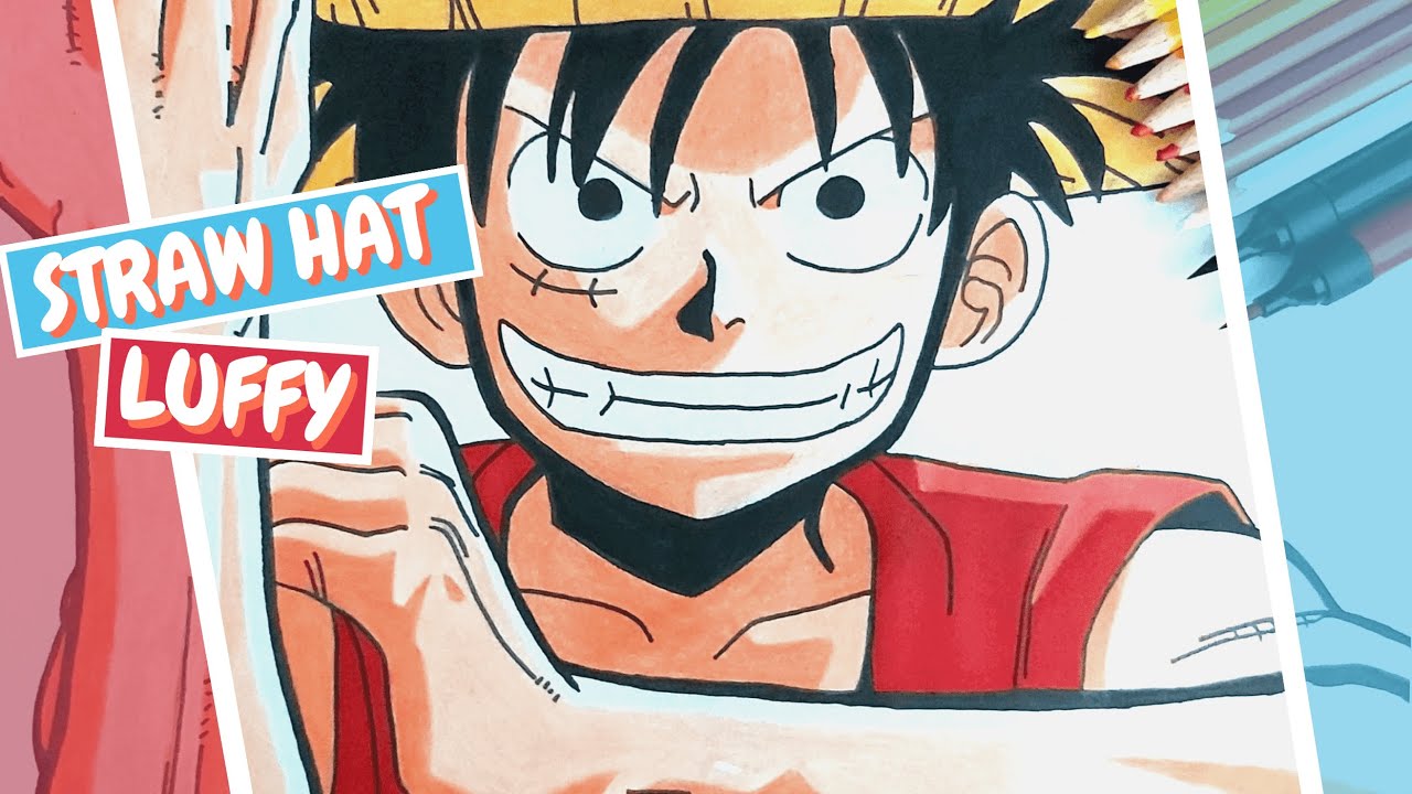 Straw Hat Luffy Drawing (color pencils) - Ank Draws - YouTube