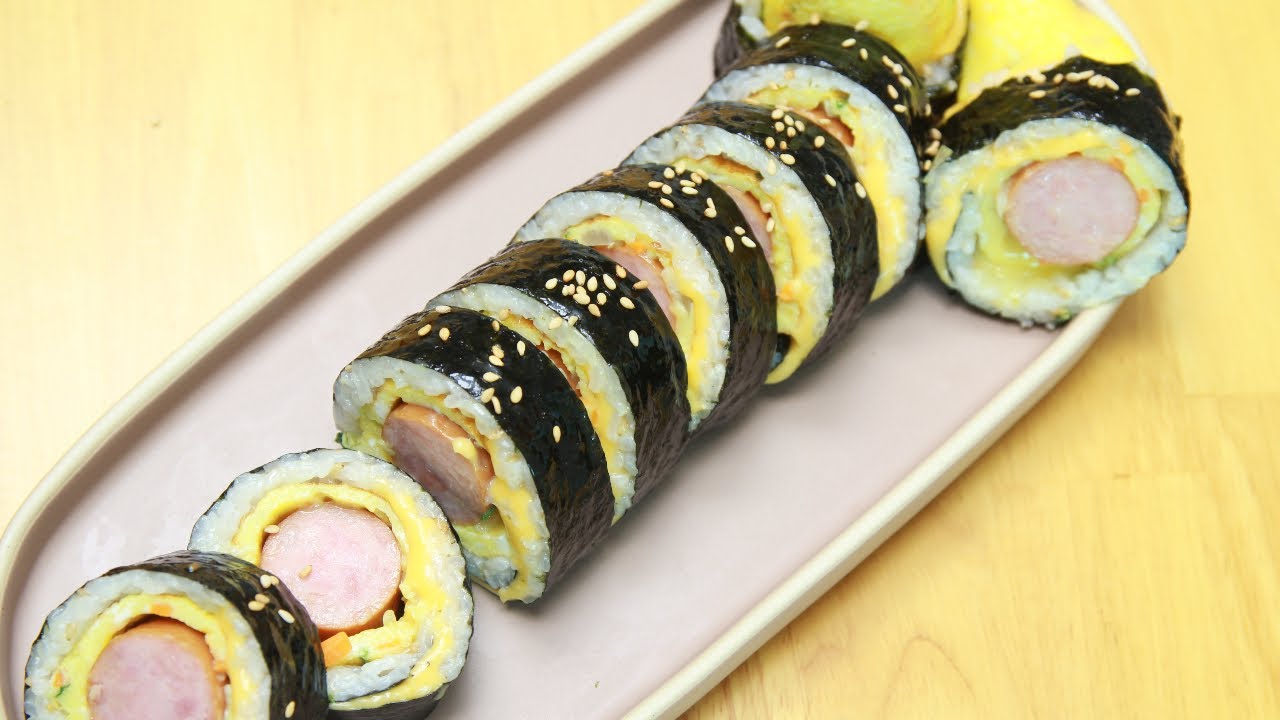 간단하고 세상 편한 김밥, 냉장고 털어 계란말이 롱소시지김밥/Simple and convenient gimbap, long ...