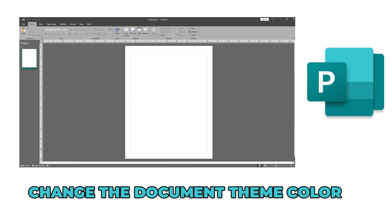 How to change the document theme Color in publisher - YouTube