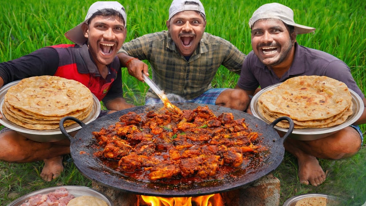EPIC Chicken Fry & Chapati Feast on Open Fire 🔥 Traditional Village ...