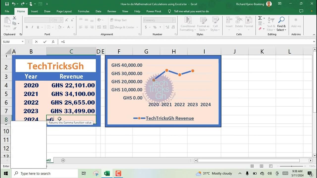 How to Use Growth Function to Estimate Growth in Excel | TechTricksGh - YouTube